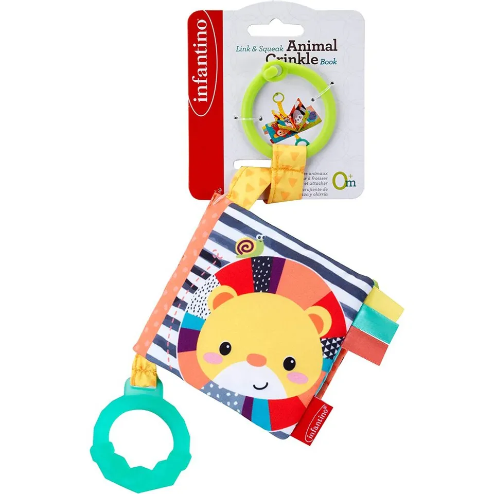 Infantino, Link & Squeak Animal Crinkle Book - Mamas Boutique