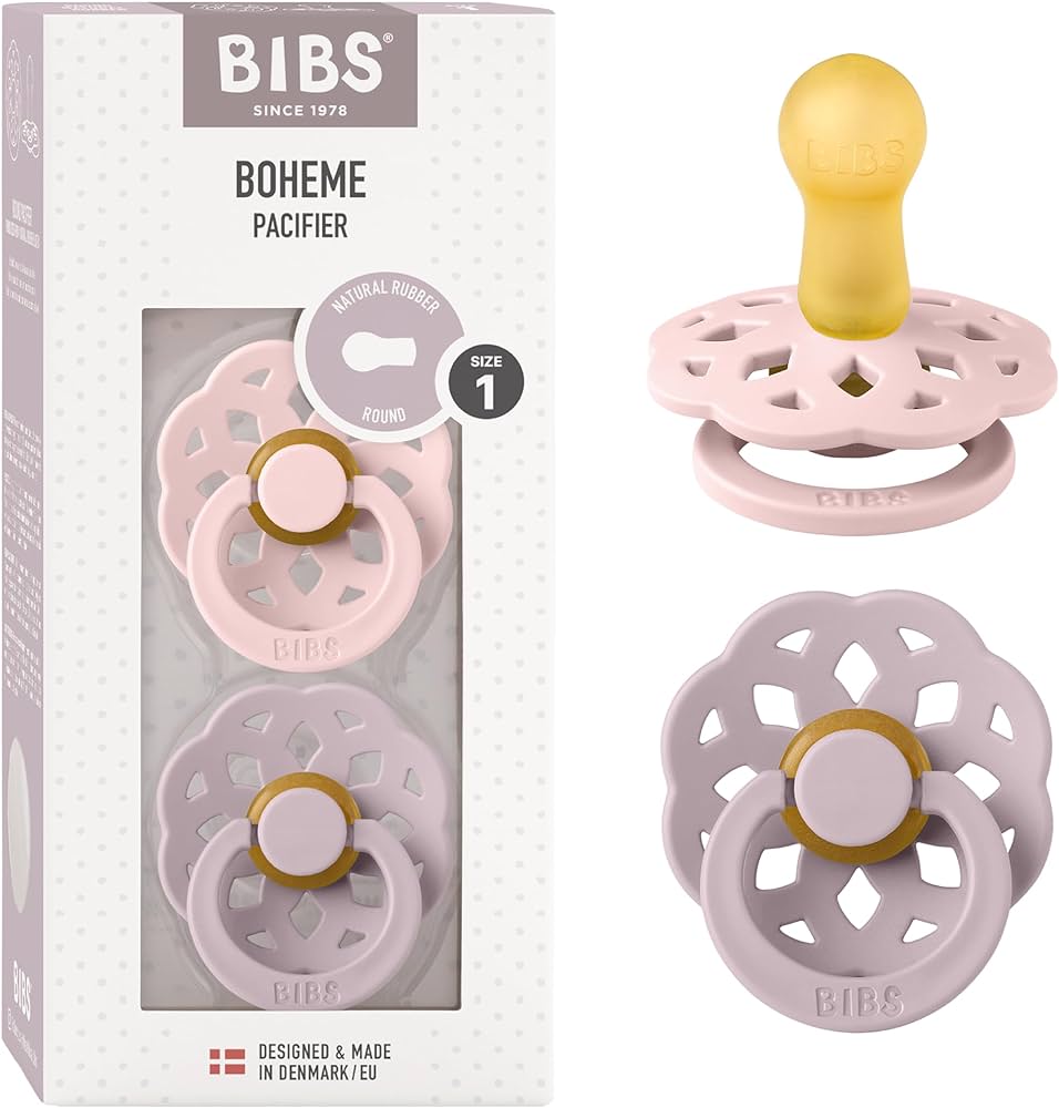Bibs Boheme Natural Rubber Latex Round Pacifier Size 1 - 0-6M 2-Pack ...