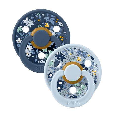 Bibs Colour Liberty Natural Rubber Round Pacifier 2-Pack - Camomile ...