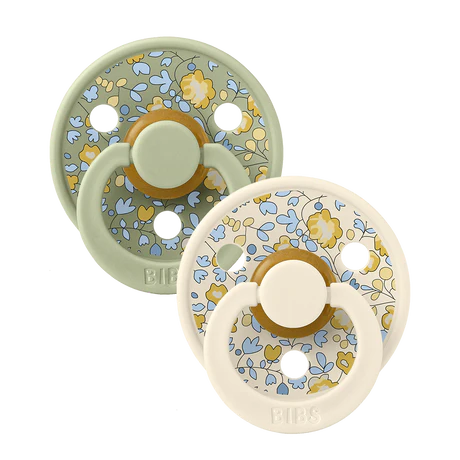 Bibs Colour Liberty Natural Rubber Round Pacifier 2-Pack - Eloise Sage ...