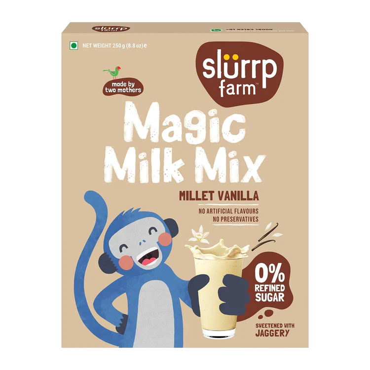 Slurrp Farm Magic Milk Mix- Millet Vanilla 250g. - Mamas Boutique