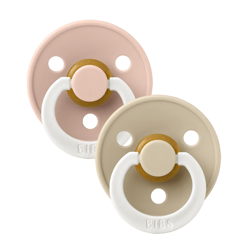 Bibs Colour Glow in the dark Natural Rubber Latex Round Nipple Pacifier 2-Pack - Blush Glow ...