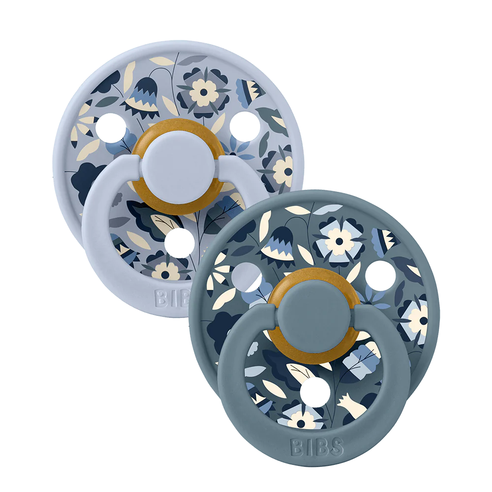 Bibs Colour Liberty Natural Rubber Round Pacifier 2-Pack - Bobo Dusty Blue Mix - Mamas Boutique