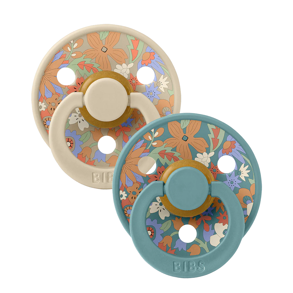 Bibs Colour Liberty Natural Rubber Round Pacifier 2-Pack - Vanilla Hush ...